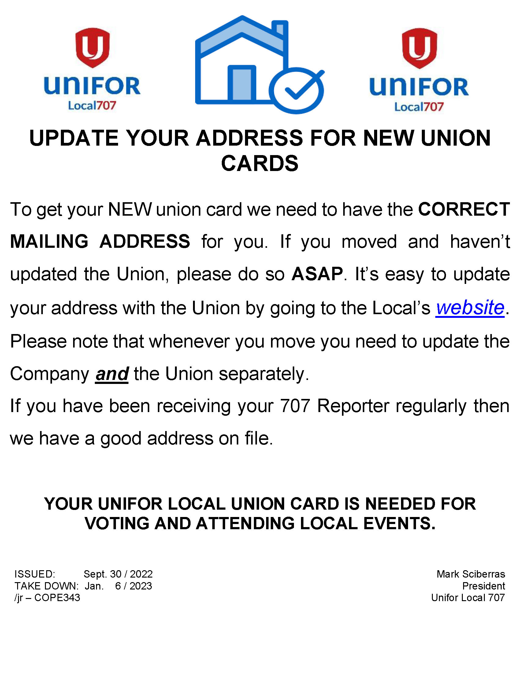 2023 Union Cards are coming soon! Is your address updated with the ...